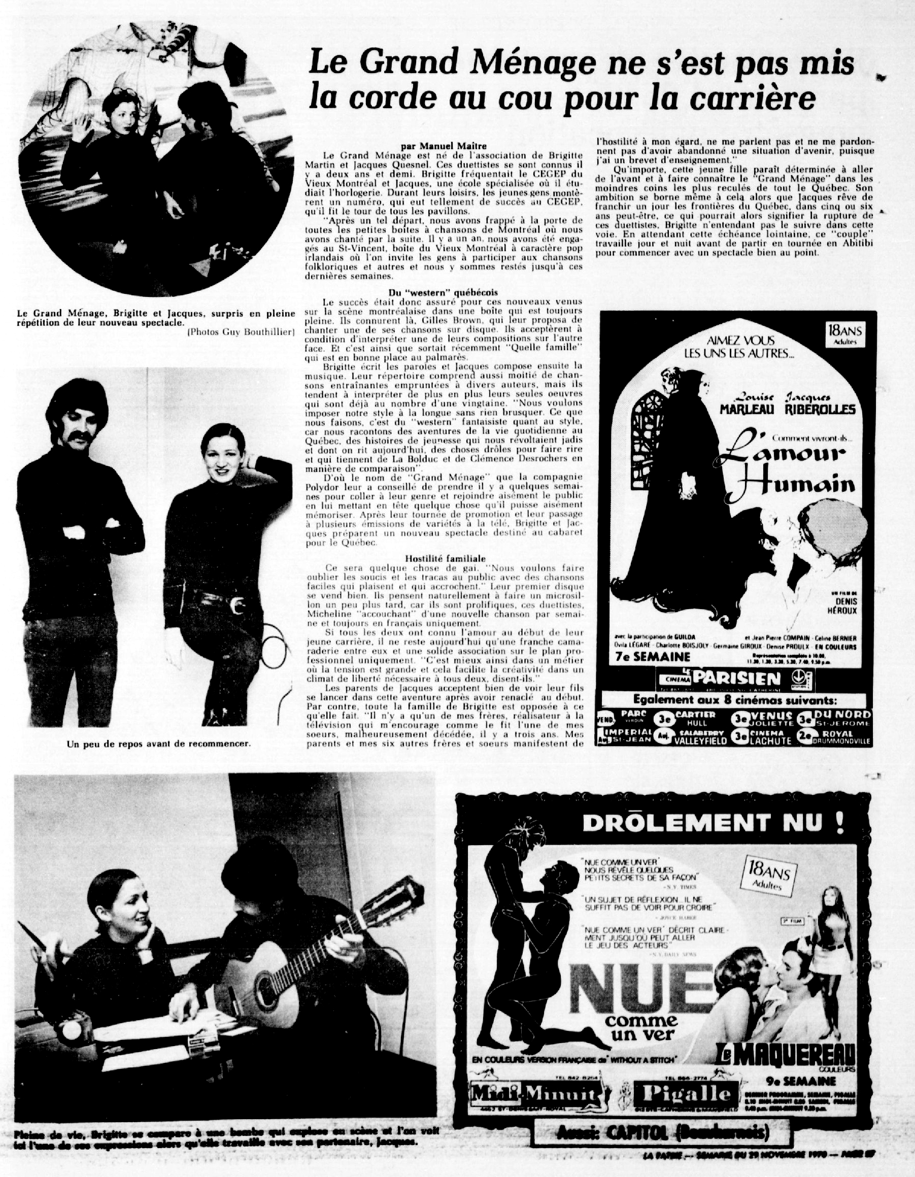 Brigitte Martin – Québec je t’aime (L’Étiquette L1002; 1971) – Mondo P.Q.